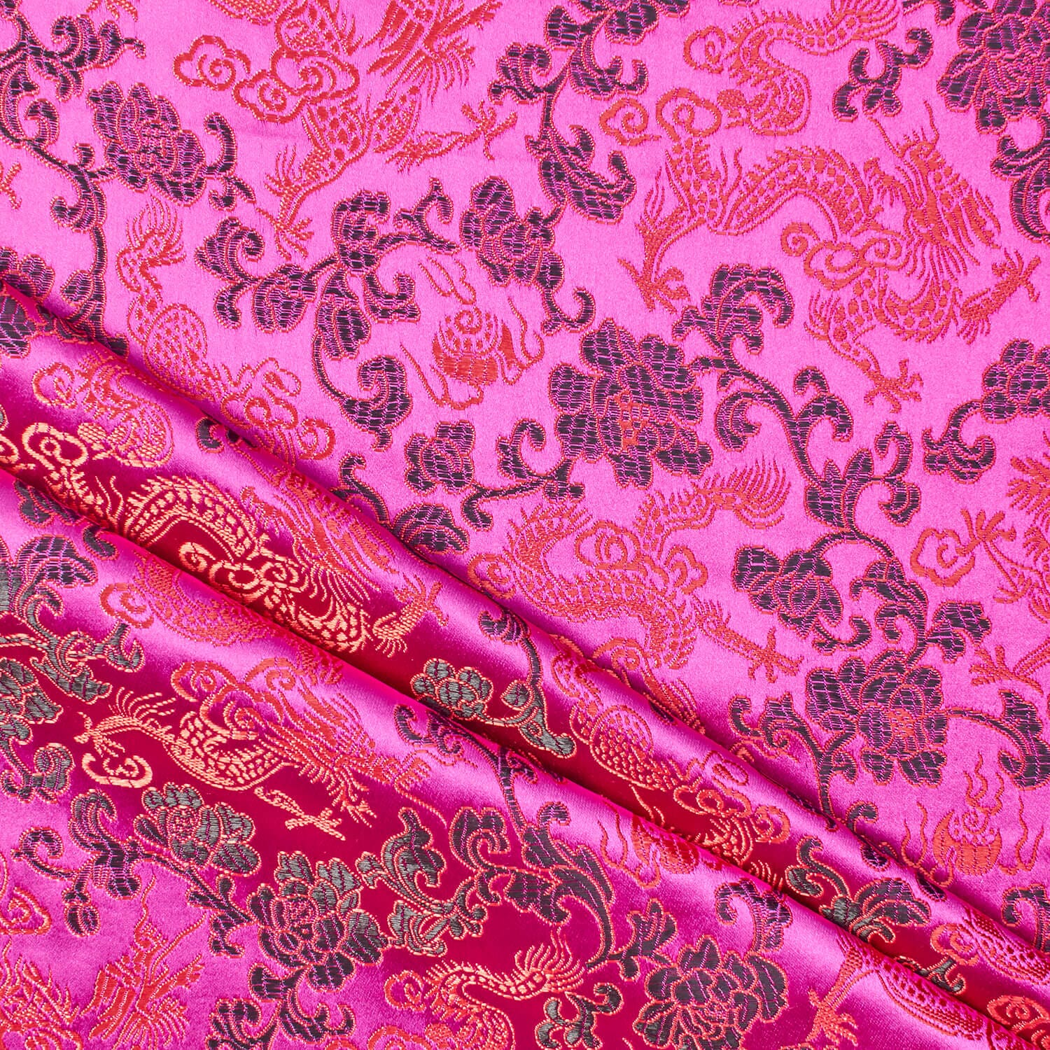 Rose Dragon Satin Jacquard Fabric By The Yard