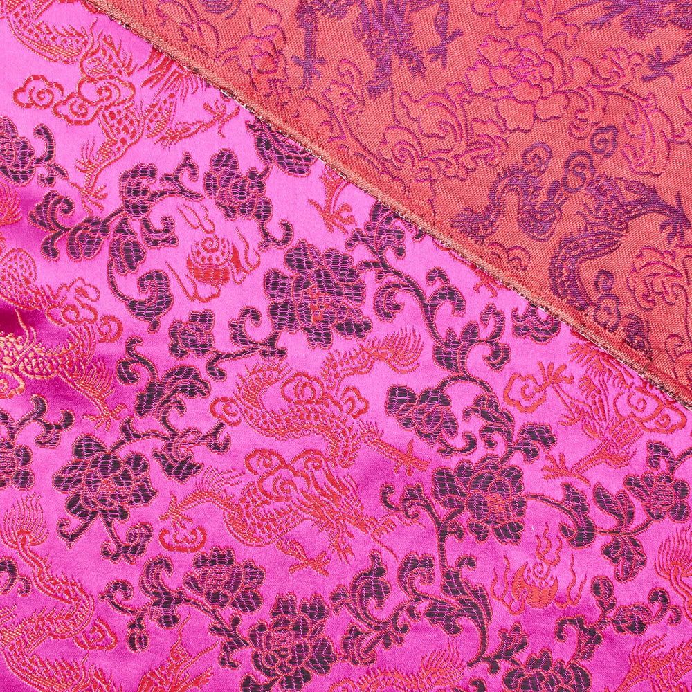 Rose Dragon Satin Jacquard Fabric By The Yard