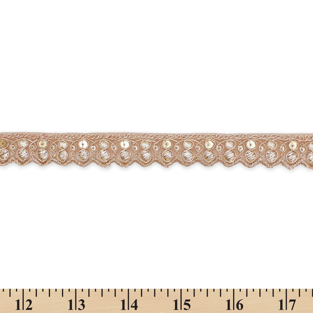 Ornamental Sequin Metallic Corded Embroidered Trim
