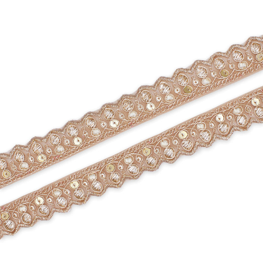 Ornamental Sequin Metallic Corded Embroidered Trim