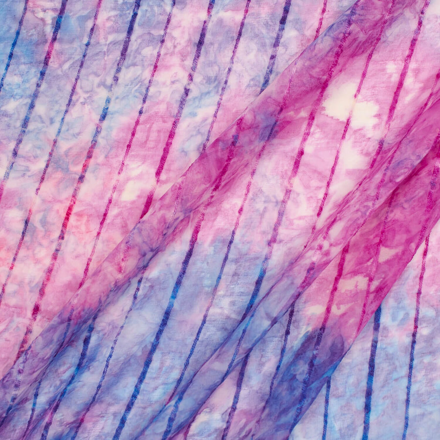Tie Dye Embroidered Chiffon Fabric By The Yard