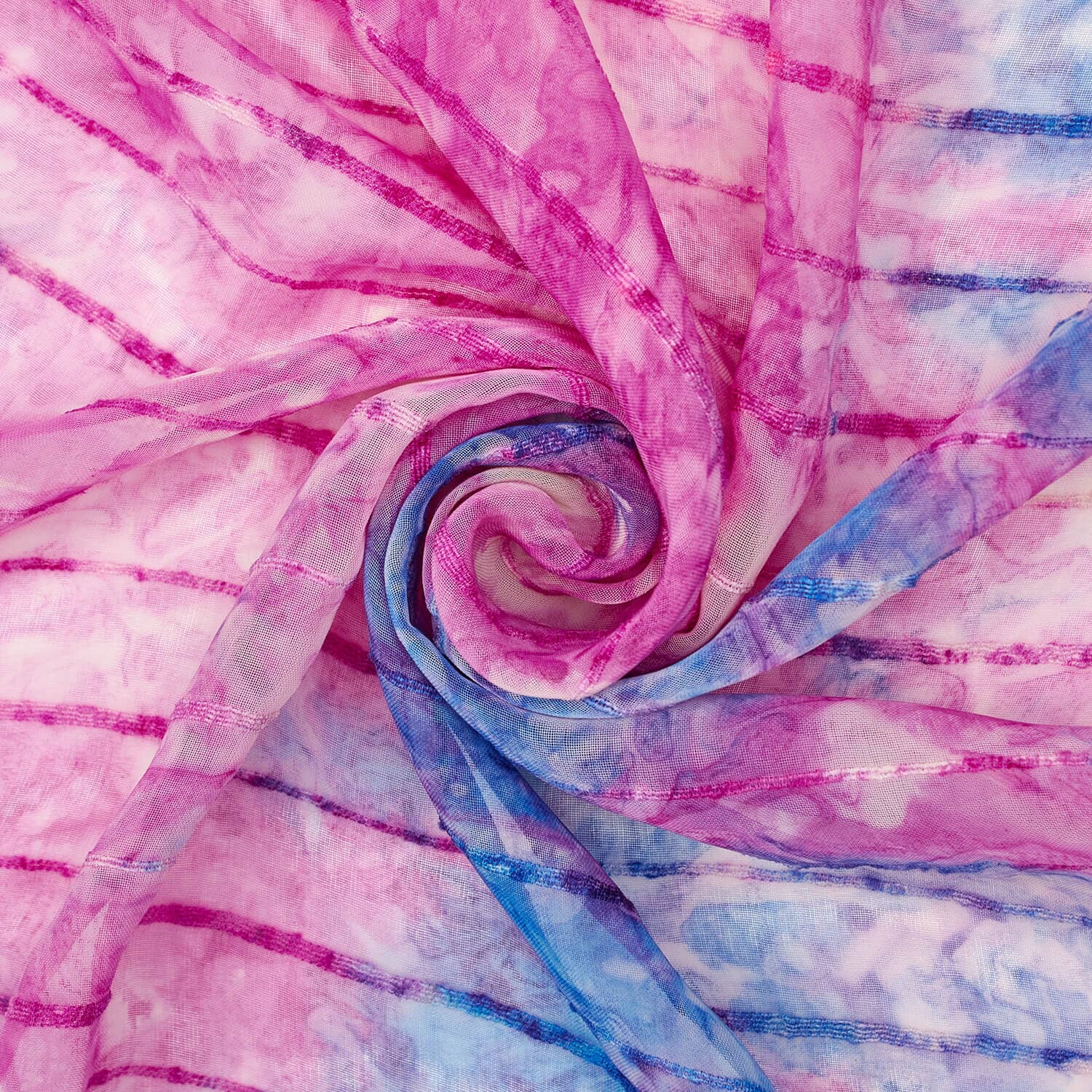 Tie Dye Embroidered Chiffon Fabric By The Yard