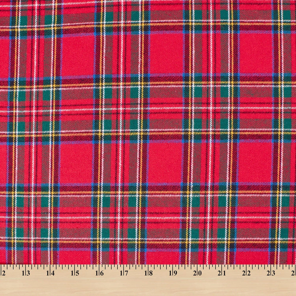 Red Tartan Plaid Yarn Dyed Brushed Cotton Flannel