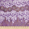 Purple Daisy Snake Printed Metallic Chemical Lace fabric ON SALE!