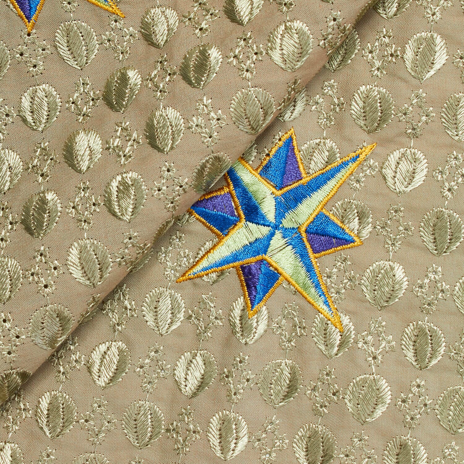 Olive Starlight Seed Embroidery Lace Fabric 52" Wide $14.99/Yard