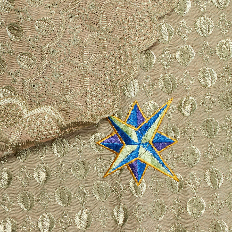 Olive Starlight Seed Embroidery Lace Fabric 52" Wide $14.99/Yard