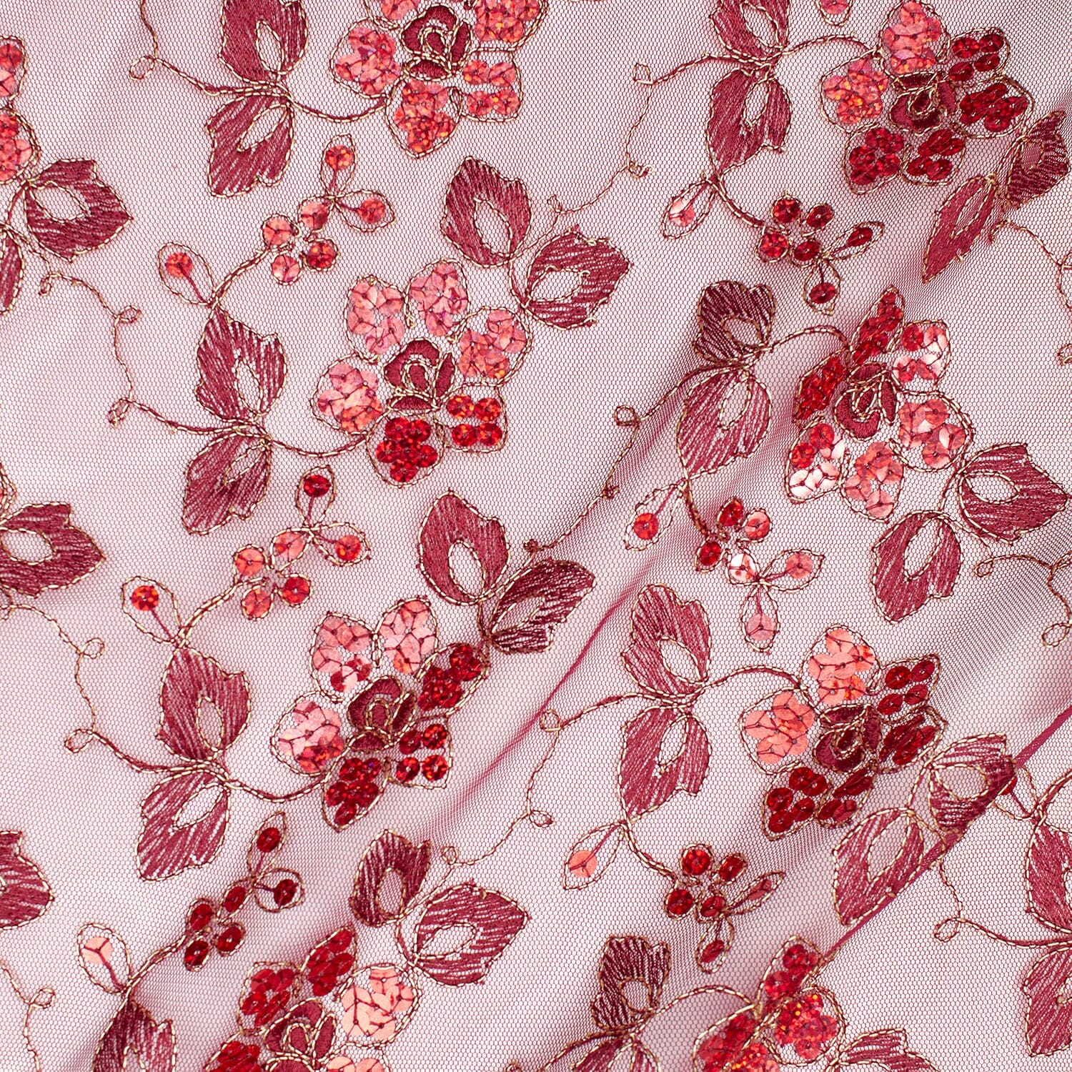 Magenta Sparkled Daisy Corded Mesh Lace $14.99/Yard On Sale!