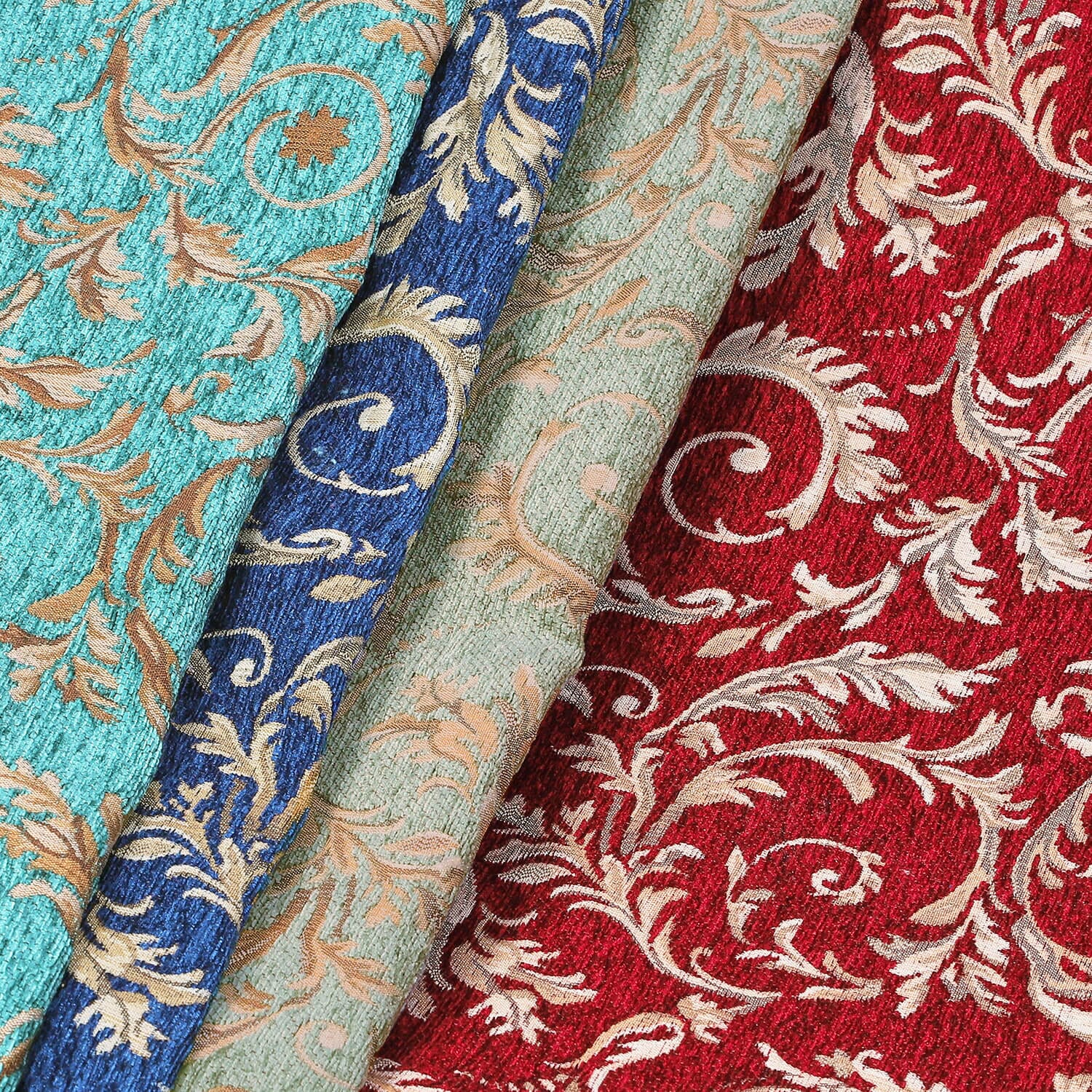 Floral Scroll Polyester Chenille Jacquard Fabric
