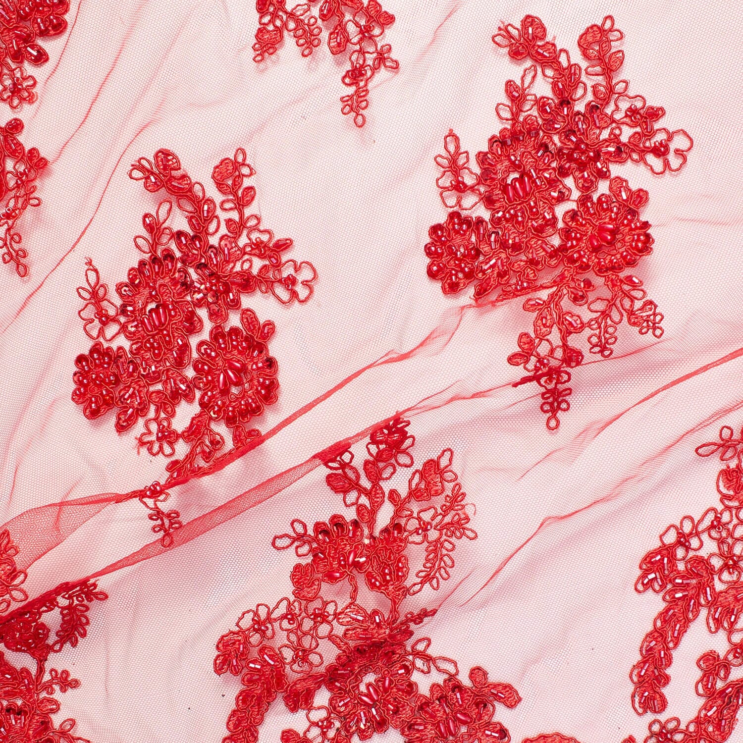 Lux Beaded Bridal Lace Fabric Floral Sequin Pattern Sold BTY