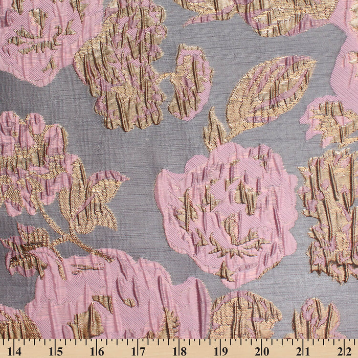 Rose Plain Woven Crinkle Metallic Brocade Jacquard