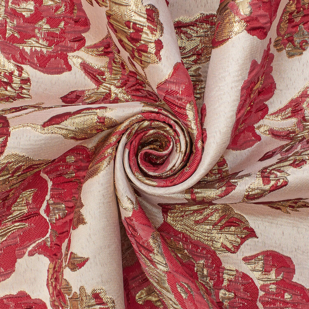 Rose Plain Woven Crinkle Metallic Brocade Jacquard