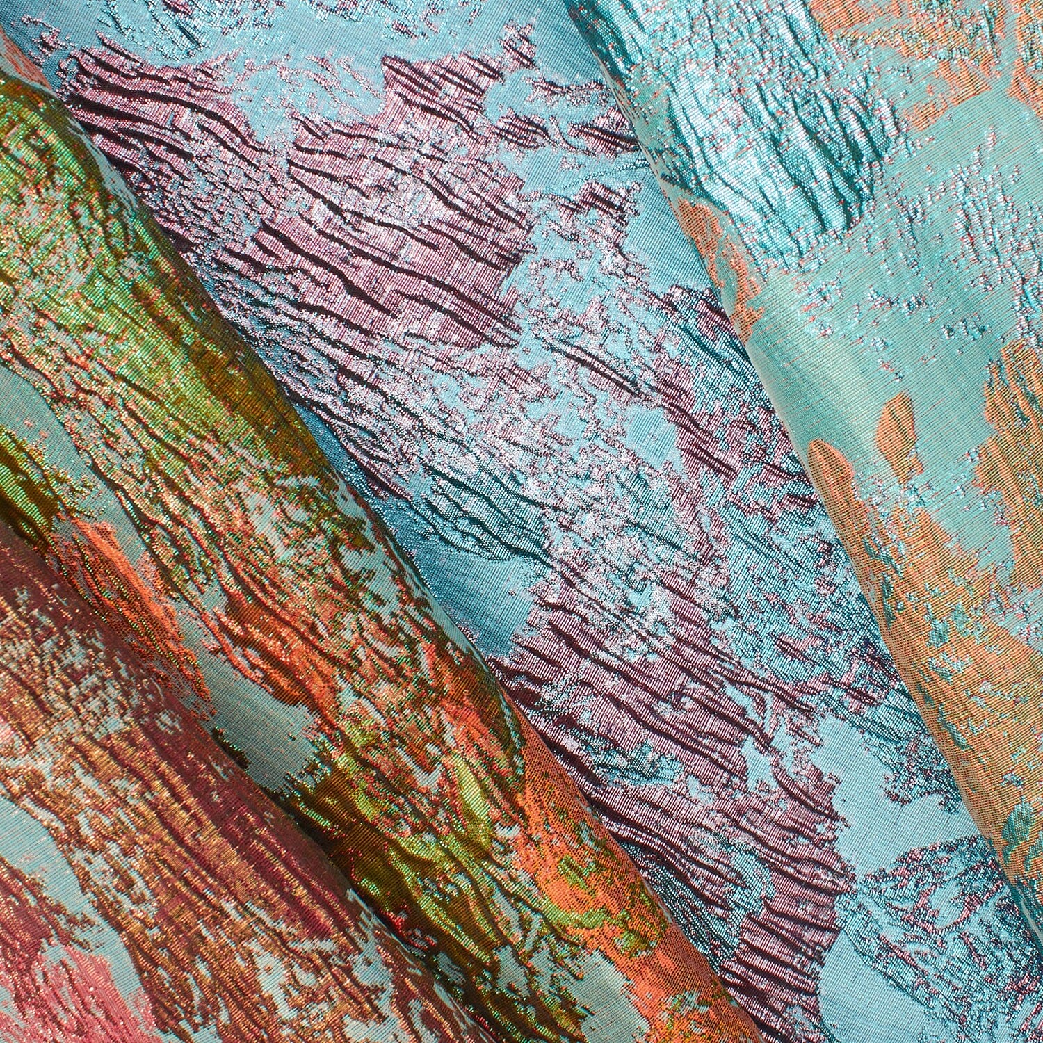 Abstract Crinkle Metallic Brocade Jacquard Fabric