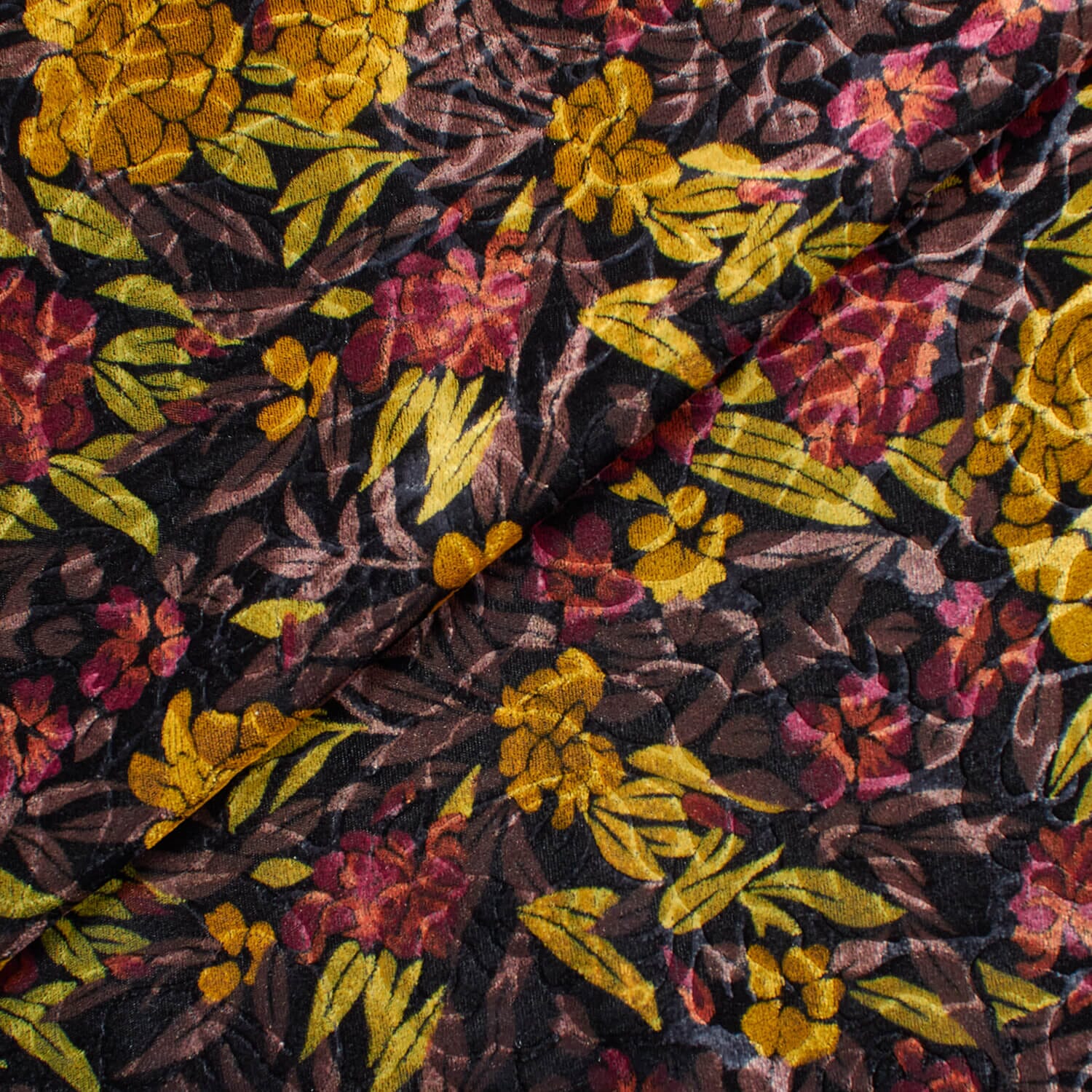 Floral Patterned Micro Velvet Fabric By The Yard