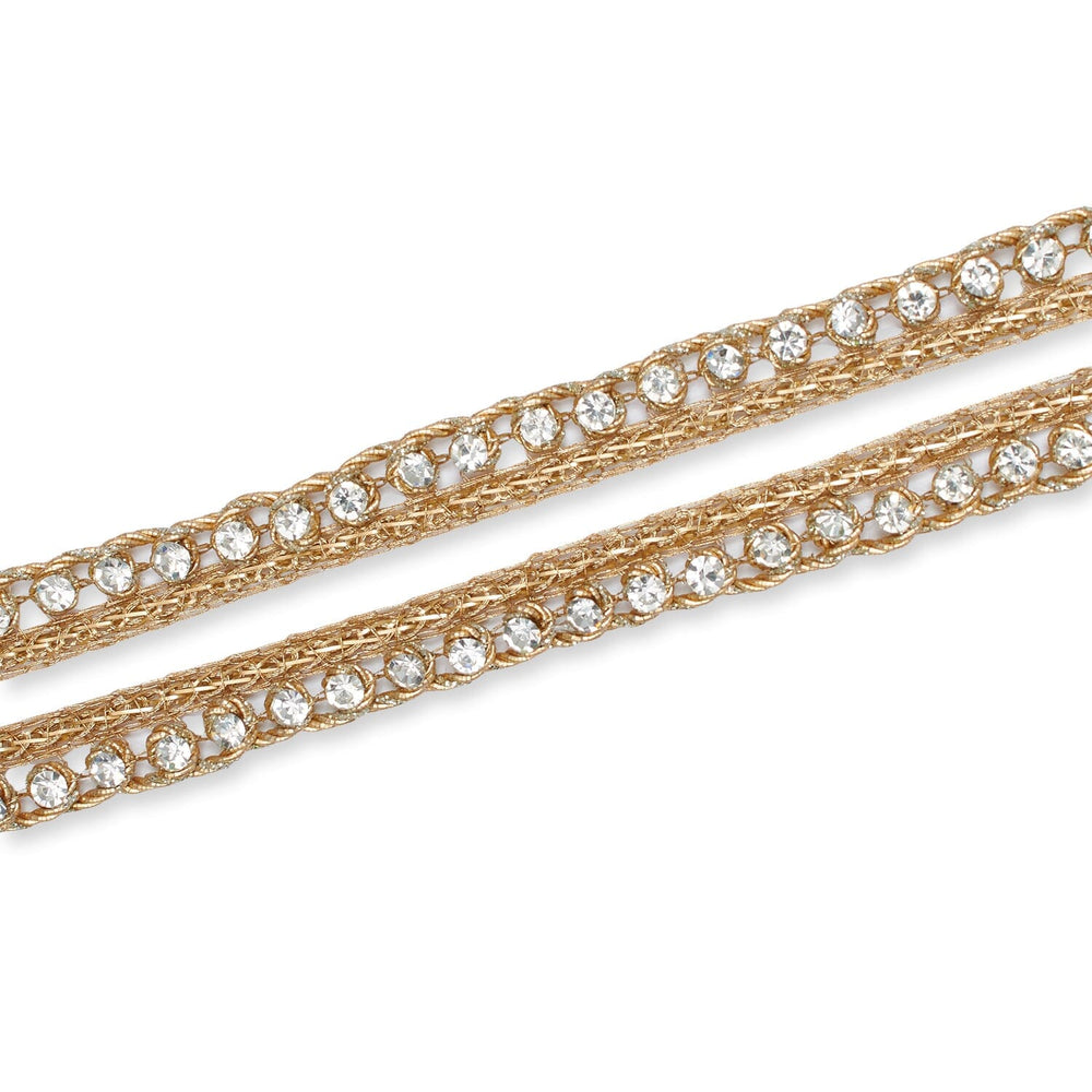 Opulent Rhinestones On Metallic Braided Corded Trim