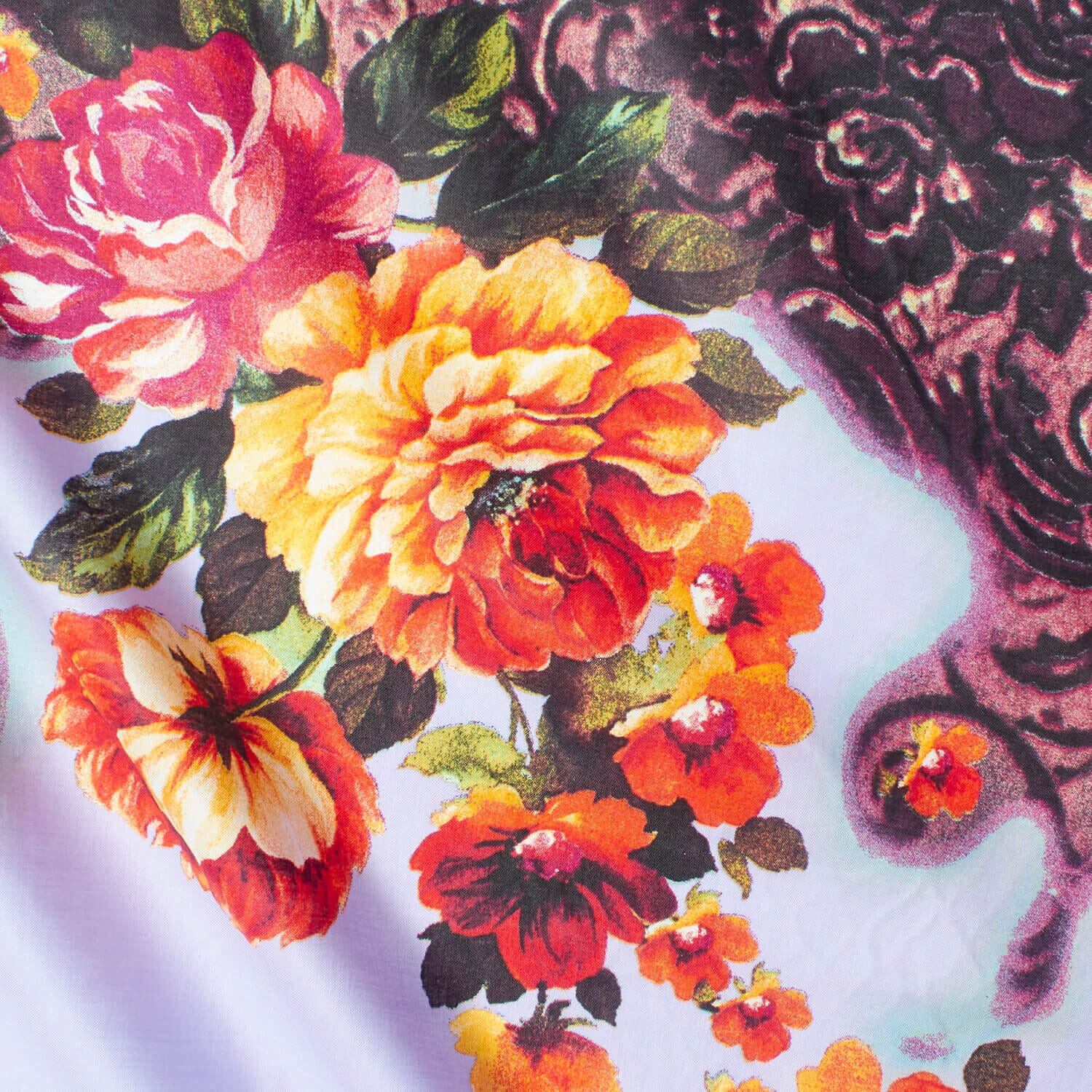 Abstract Floral Scroll Printed Cotton Broadcloth