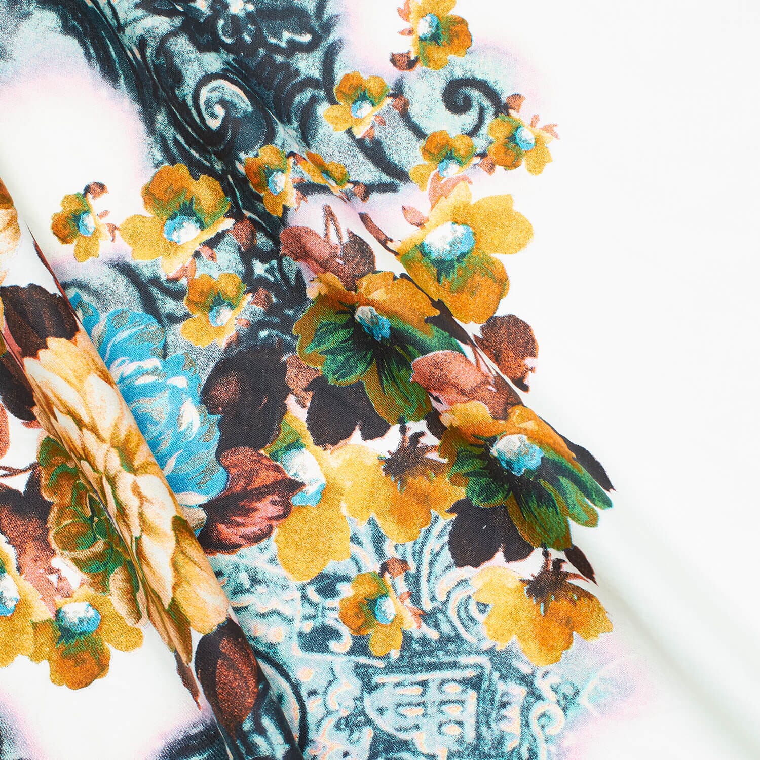 Floral Vine Printed Broadcloth Fabric By The Yard