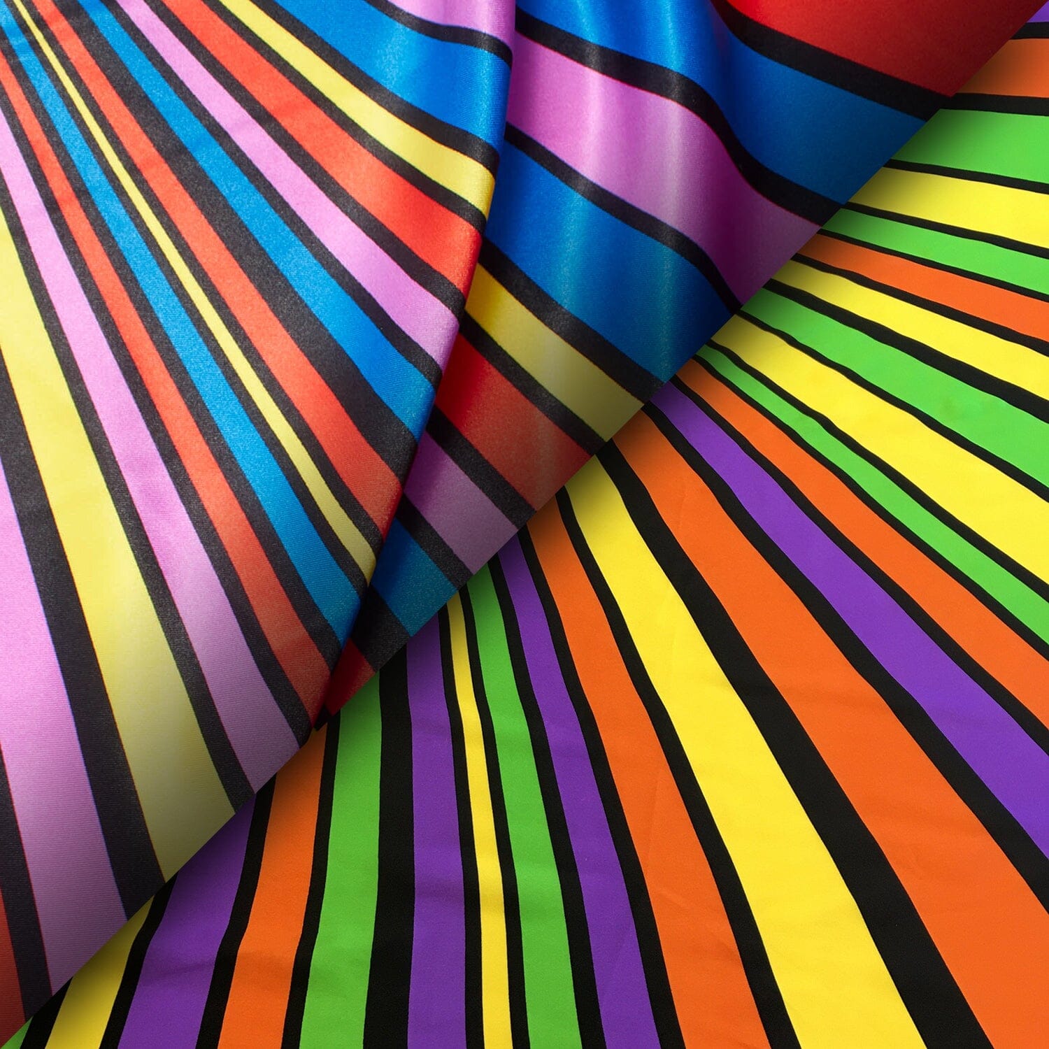 Angelica Rainbow Stripe Printed Charmeuse Fabric
