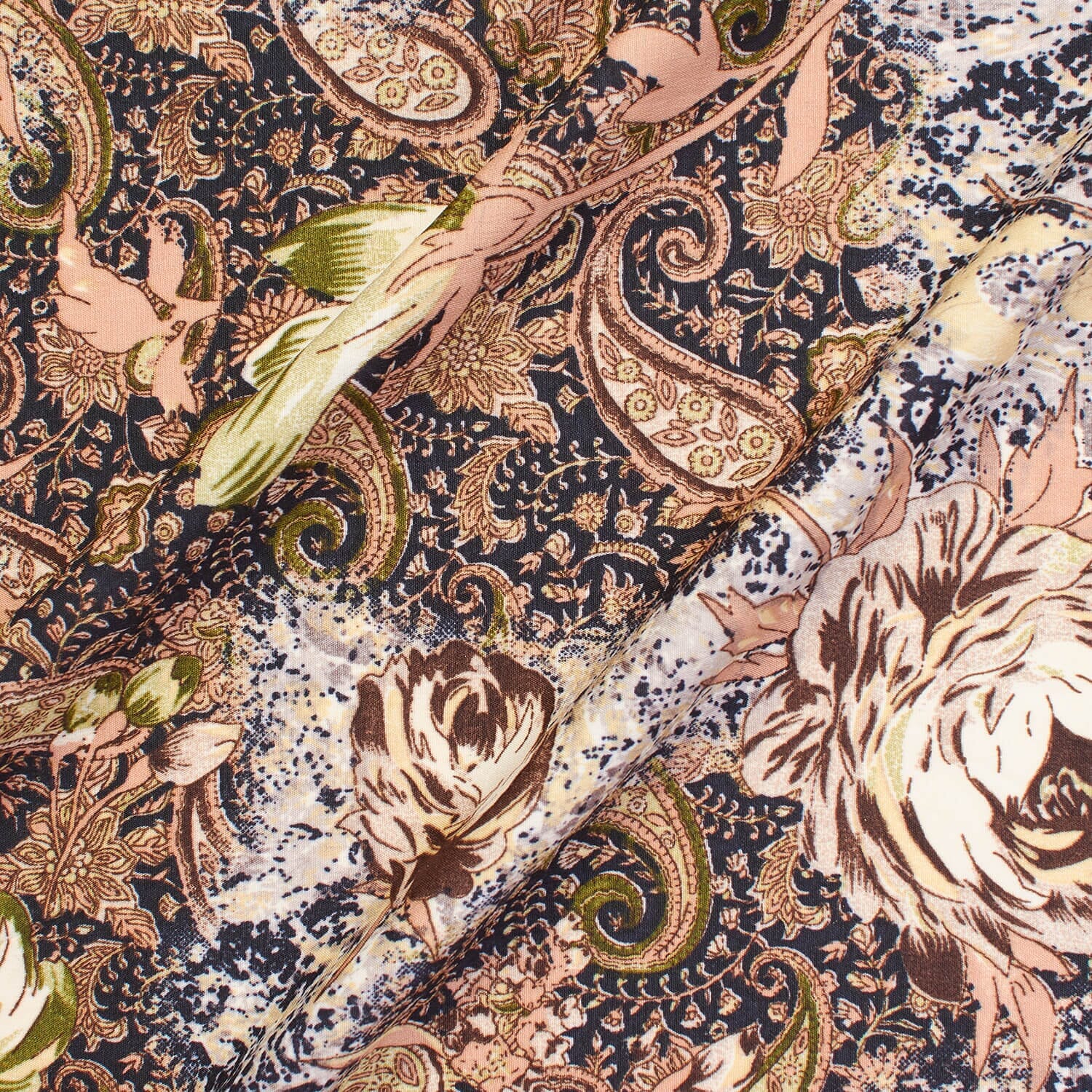 Floral Paisley Printed Tissue Faille Fabric