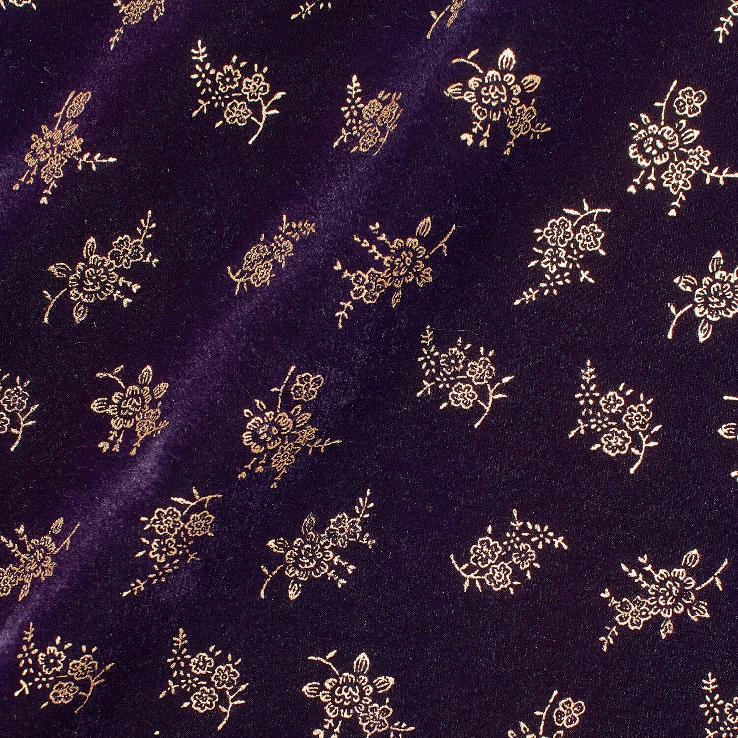 Floral Metallic Embroidered Micro Velvet Fabric