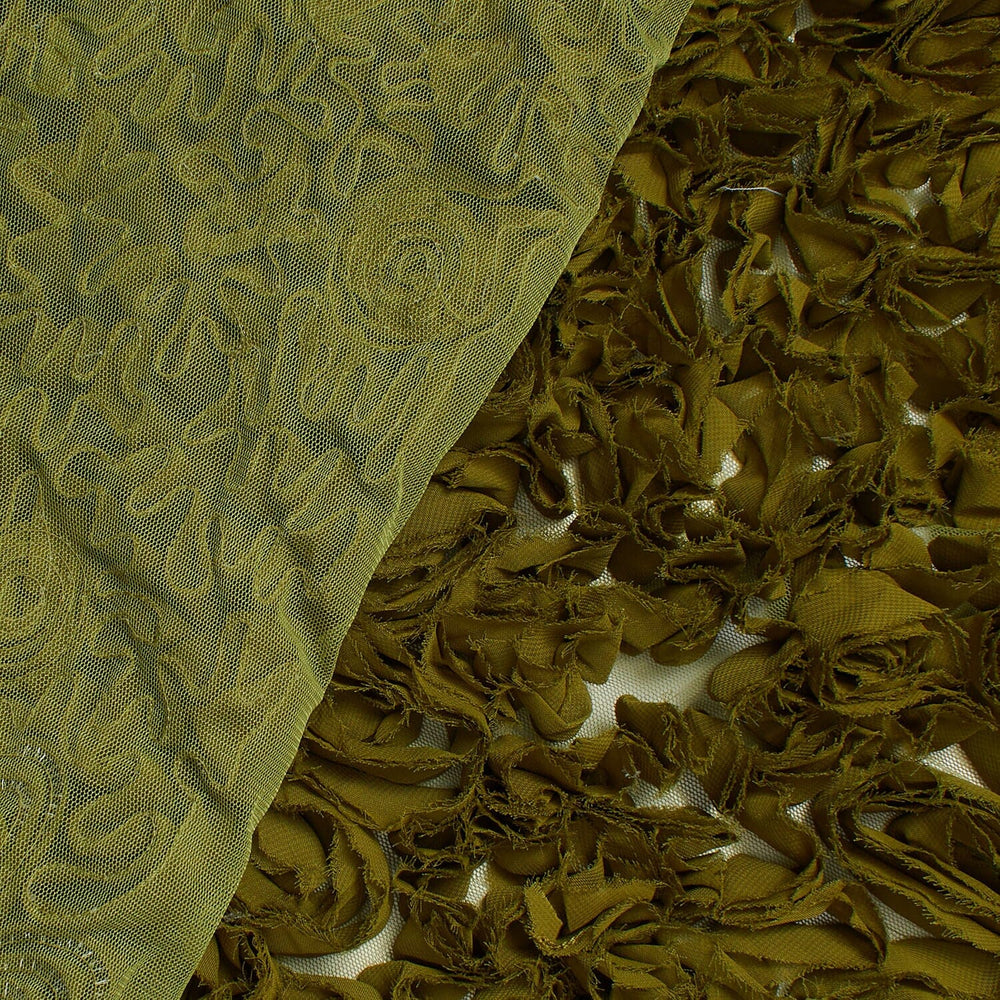 Ruffle Daisy Rosette On Mesh Fabric By The Yard