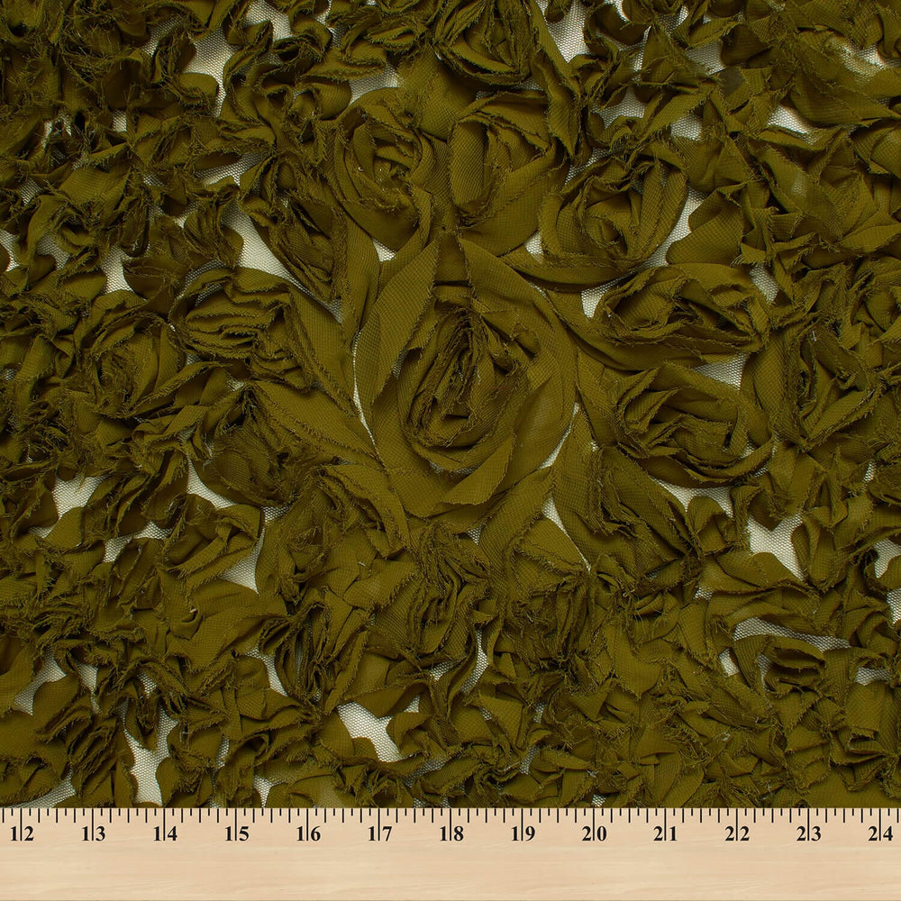 Ruffle Daisy Rosette On Mesh Fabric By The Yard