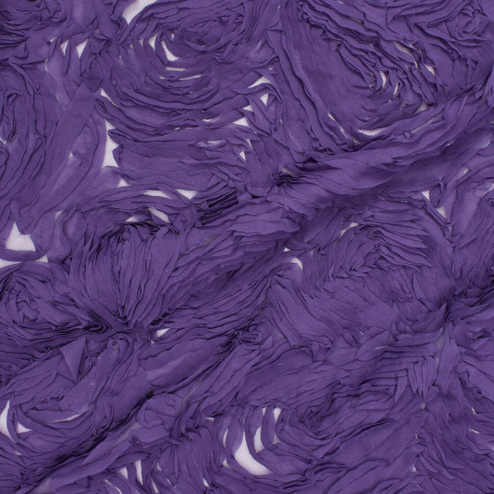 Ruffle Petal Rosette Chiffon On Mesh Fabric By The Yard