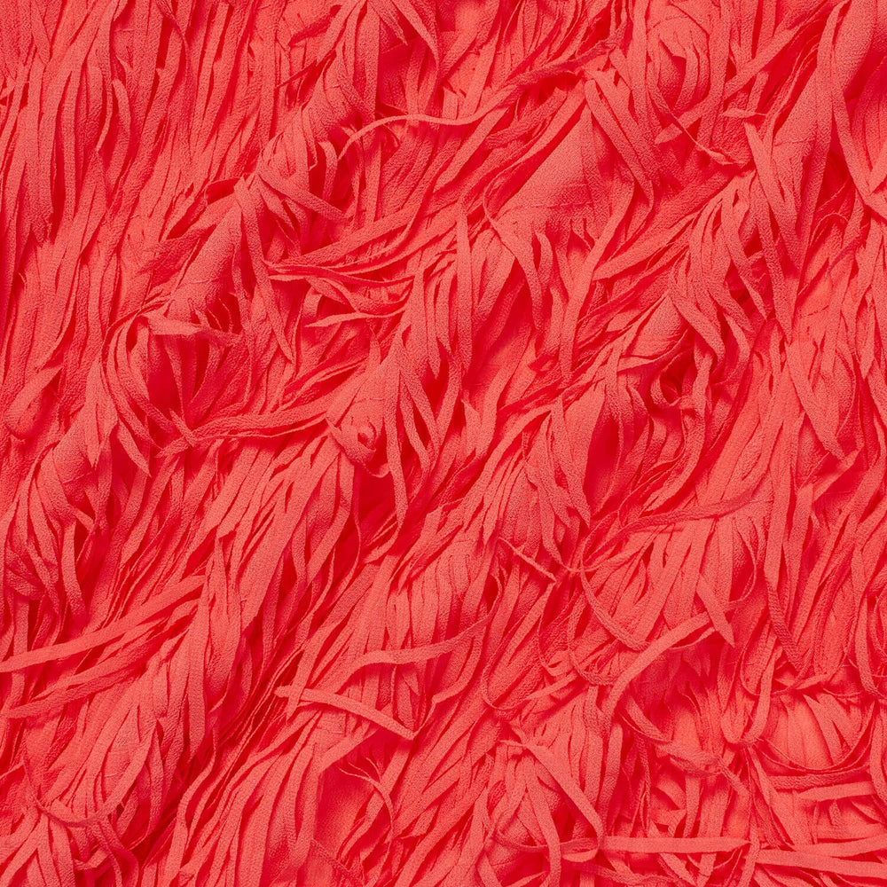 Black Fringe Trim Layers On Poly Chiffon Fabric