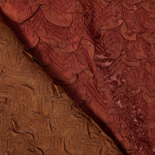Two-Tone Ruched Ruffle Satin Fabric