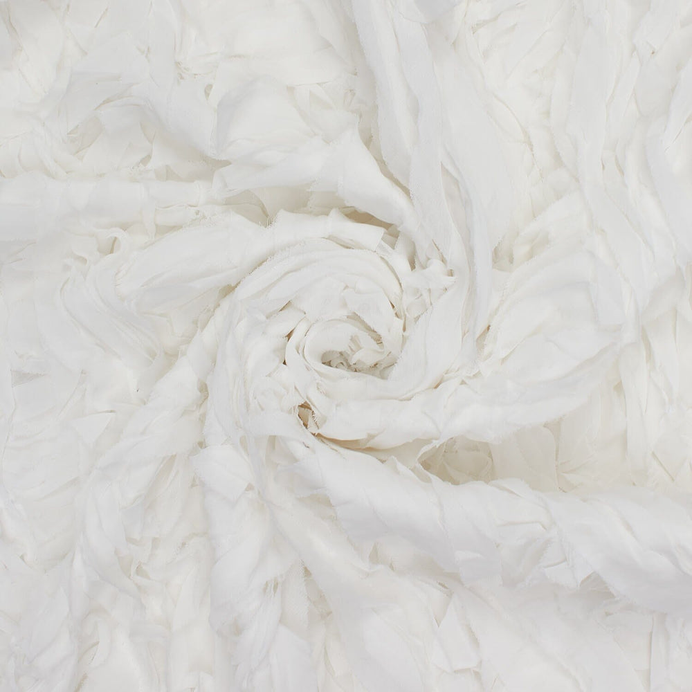 Striped Ruffle Chiffon Embroidery Fabric