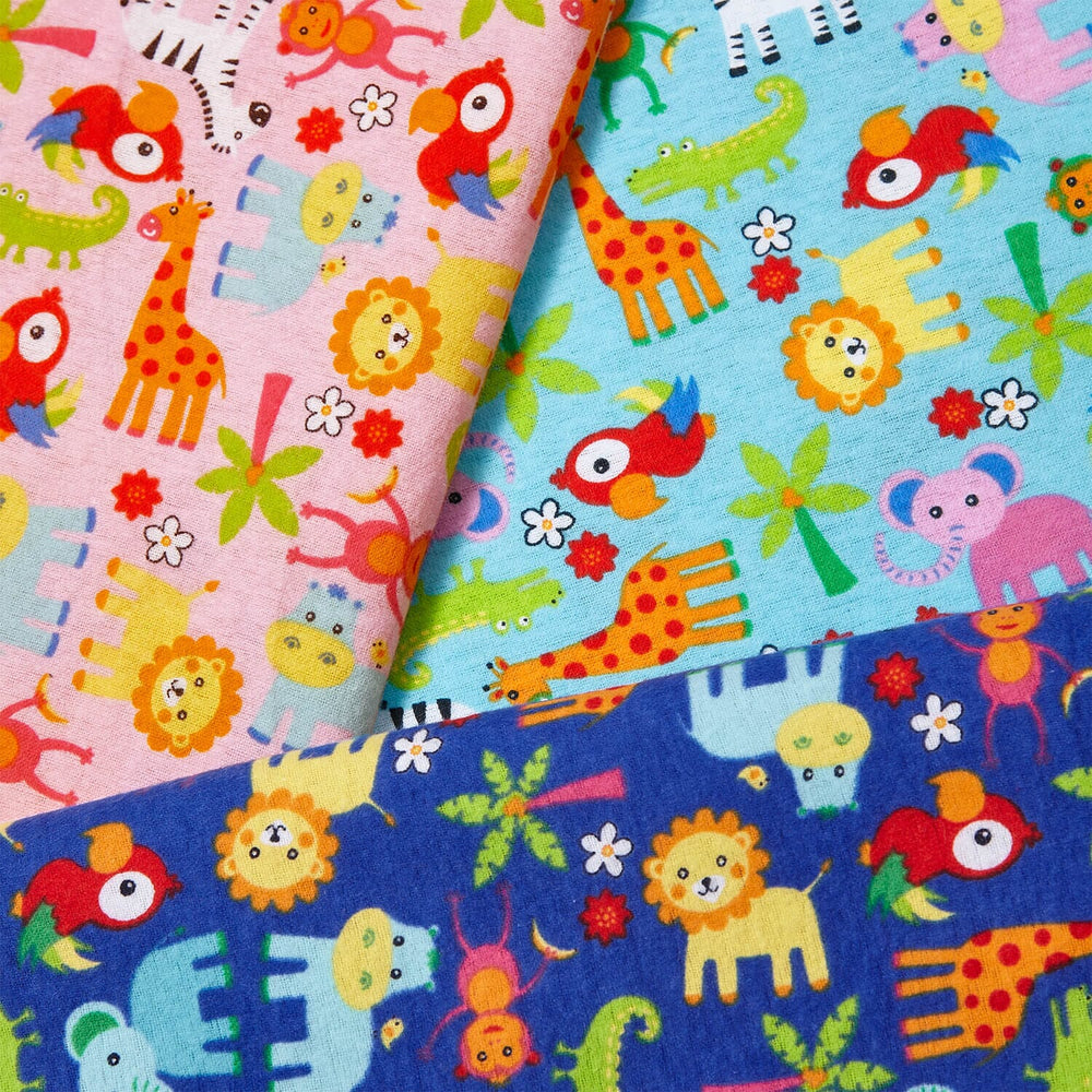 Jungle Animals Printed Cotton Flannel Fabric