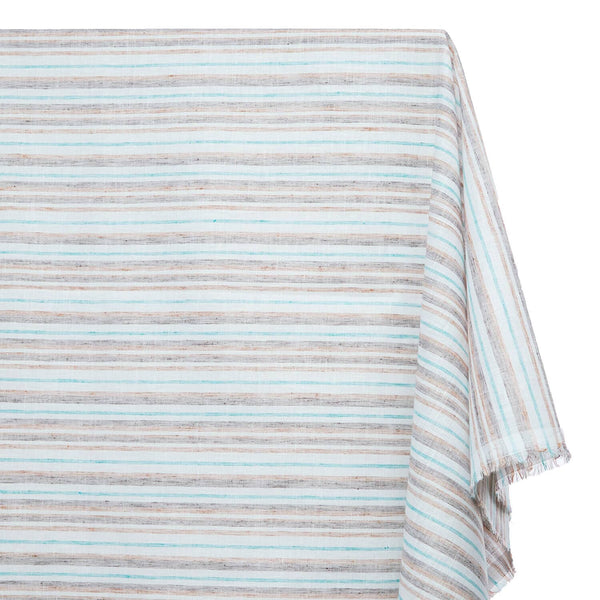 Multi Stripe Polyester Cotton Linen-Look Fabric
