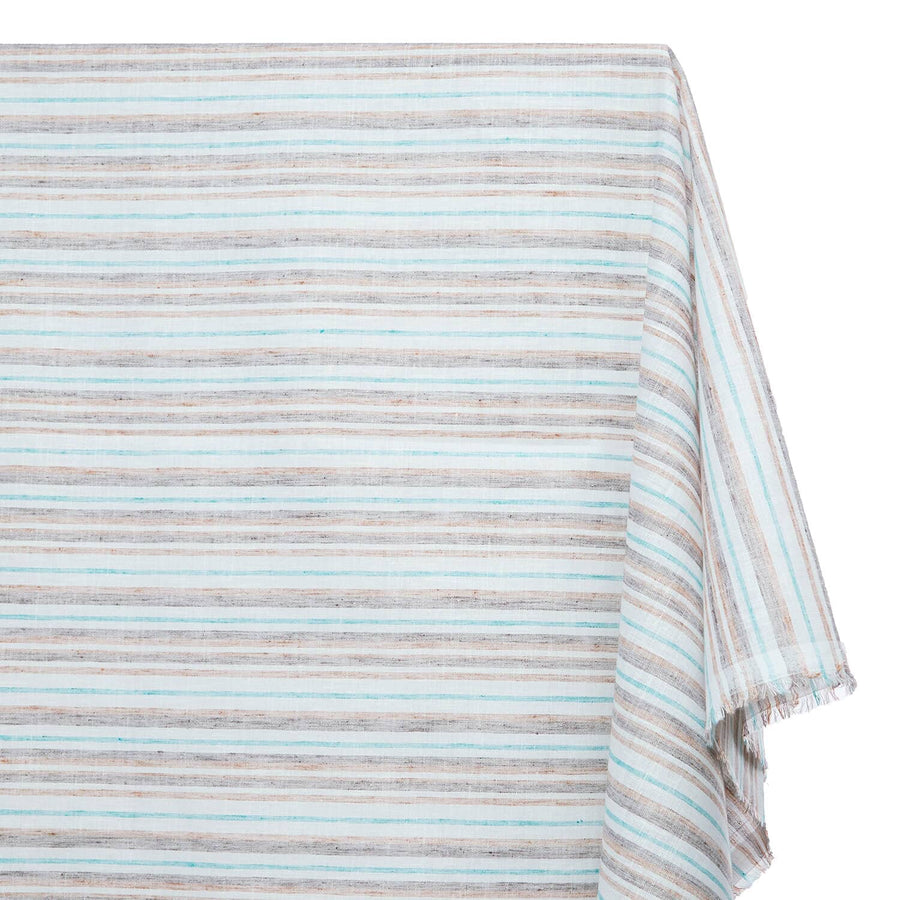 Multi Stripe Polyester Cotton Linen-Look Fabric
