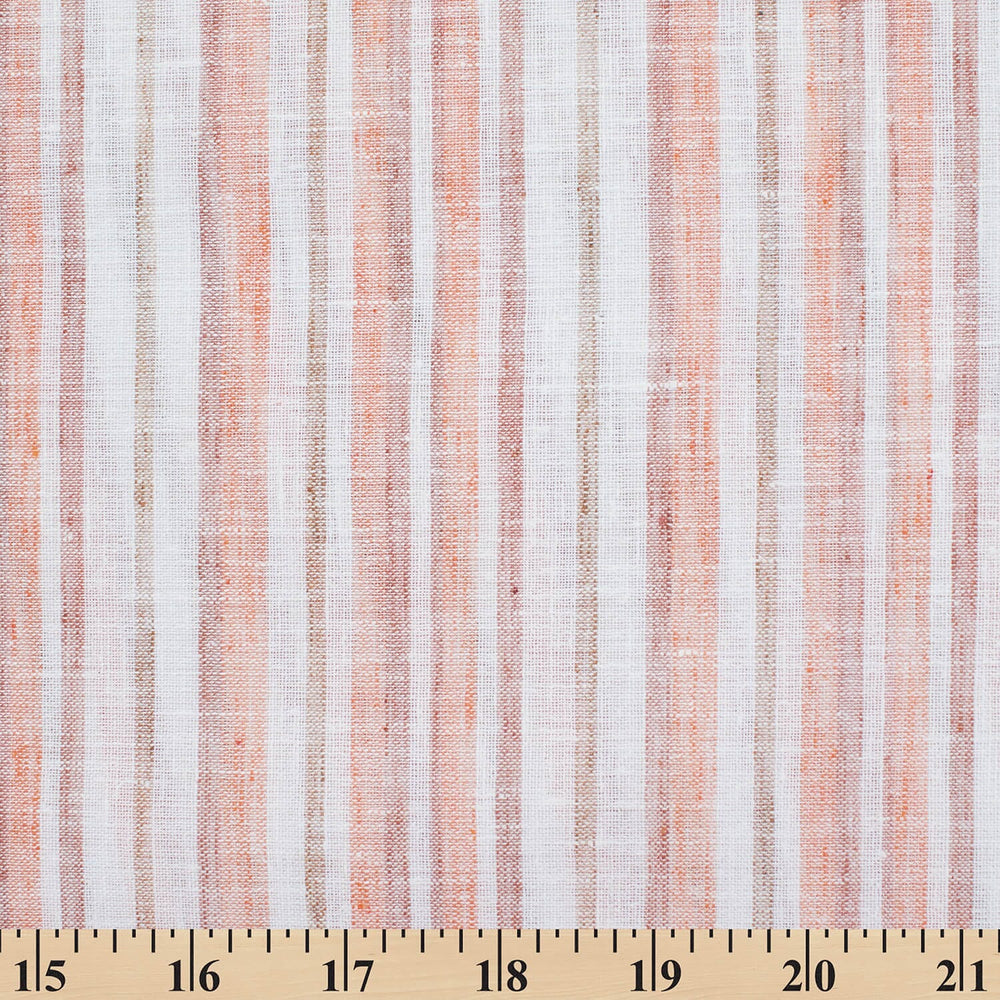 Multi Stripe Polyester Cotton Linen-Look Fabric