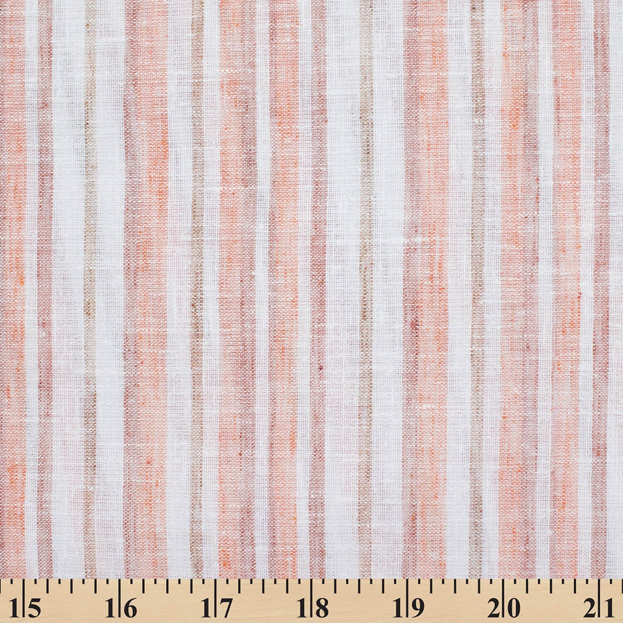 Multi Stripe Polyester Cotton Linen-Look Fabric