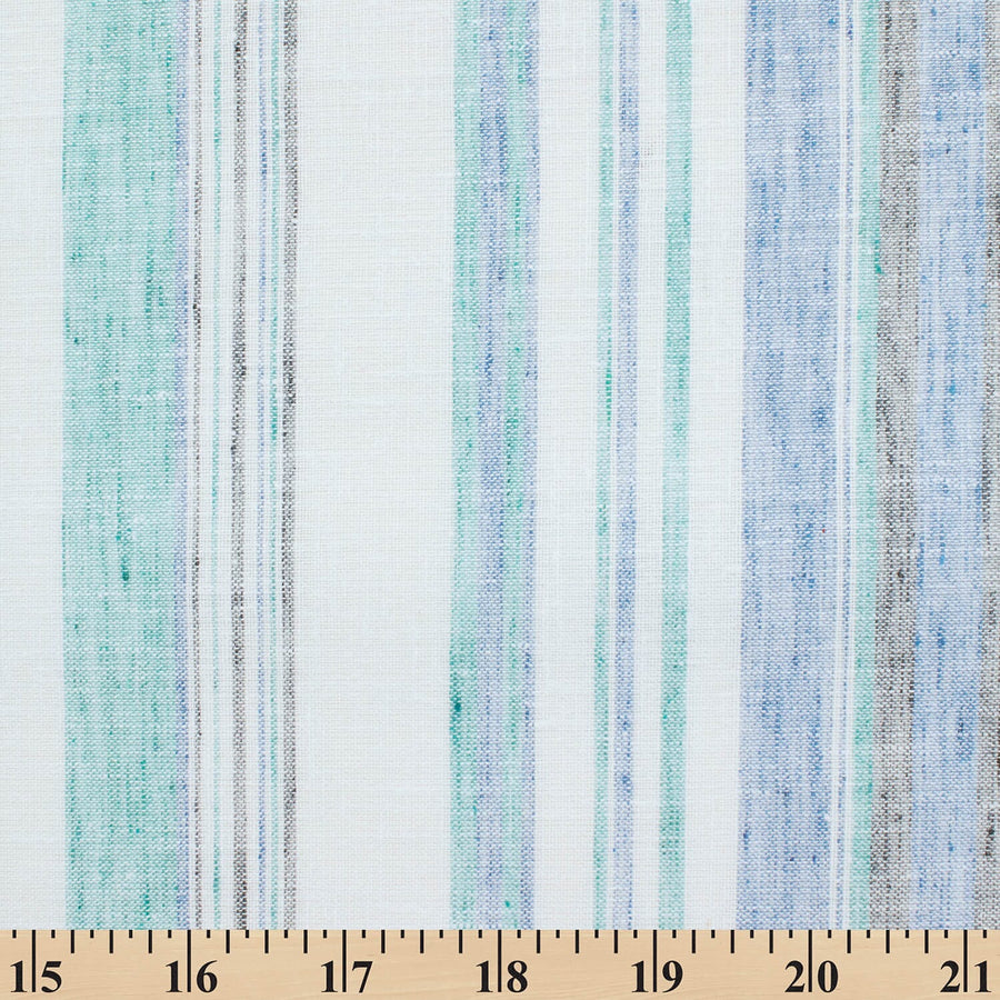 Multi Stripe Polyester Cotton Linen-Look Fabric