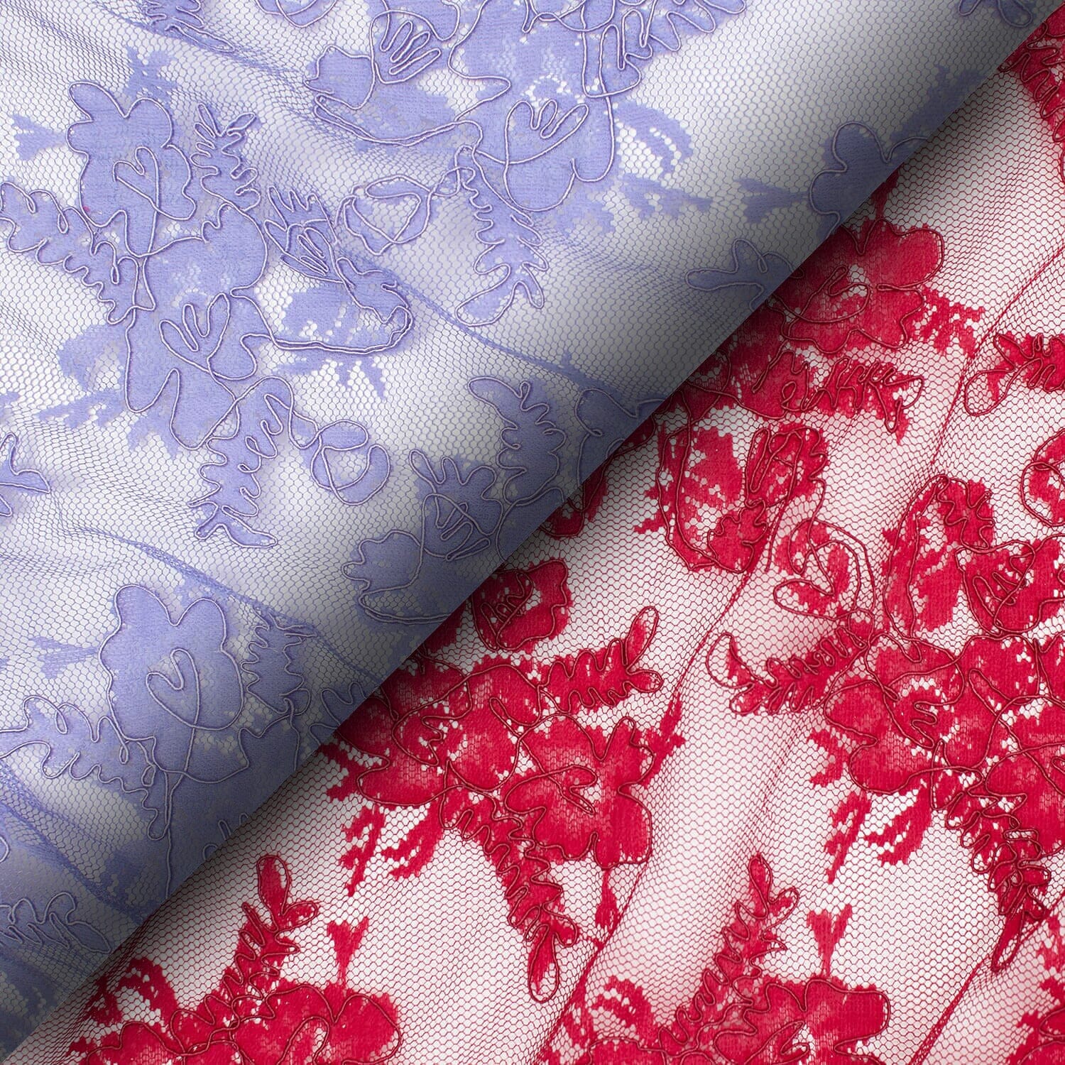 Corded Floral Embroidery On Mesh Fabric By The Yard