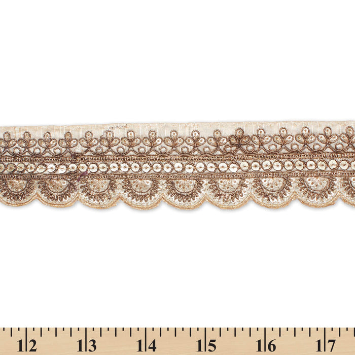 Regal Gold Metallic Sequined Cording On Woven Trim