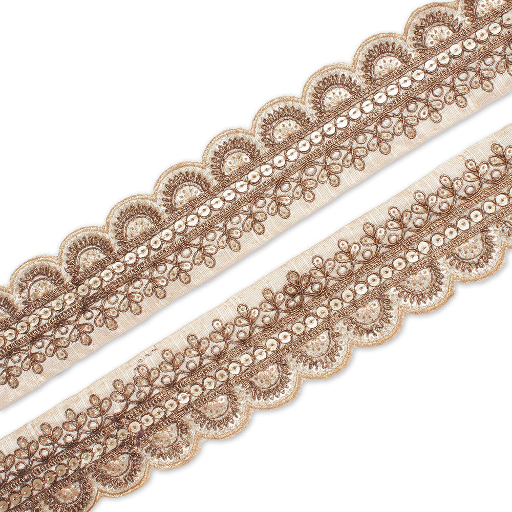 Regal Gold Metallic Sequined Cording On Woven Trim