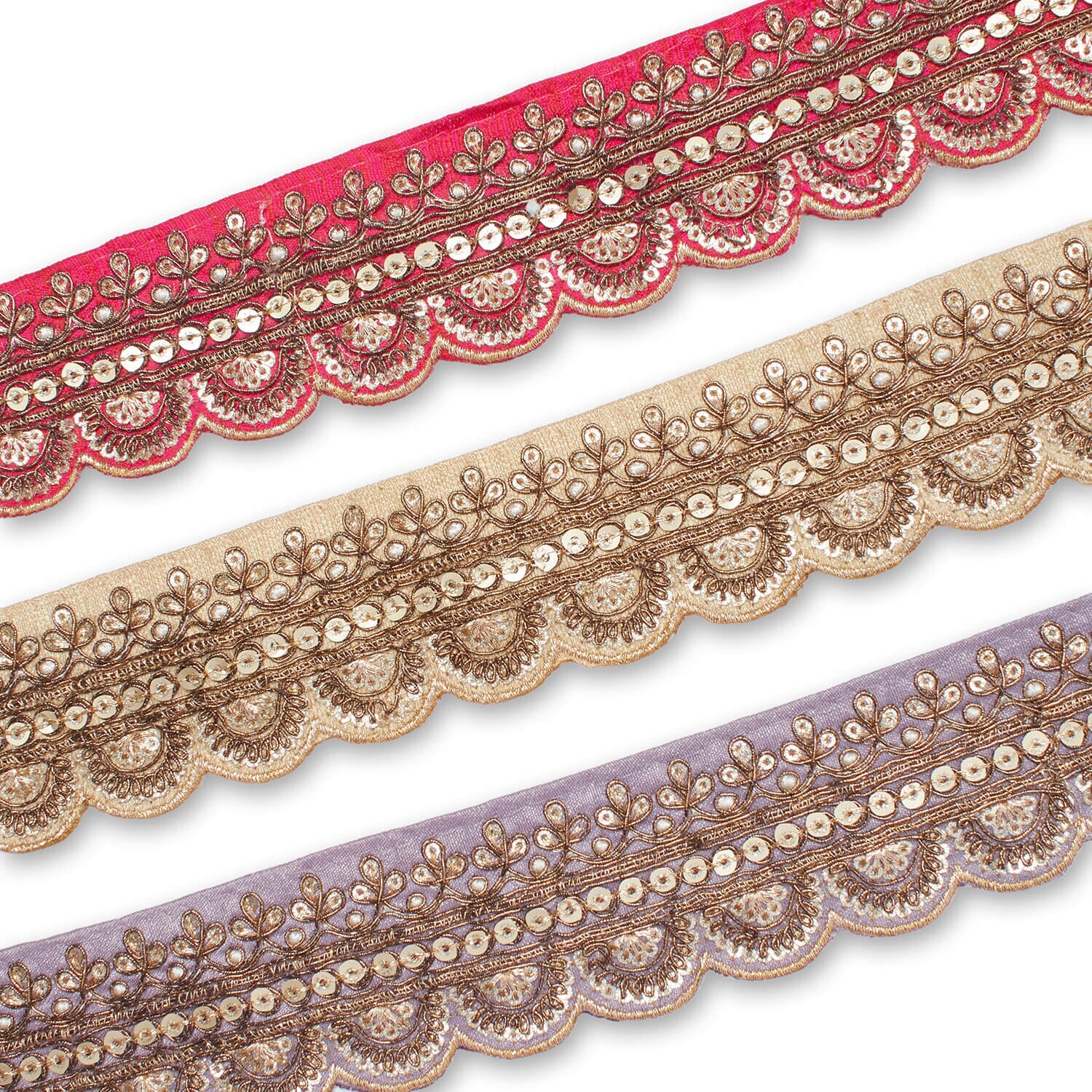 Regal Gold Metallic Sequined Cording On Woven Trim