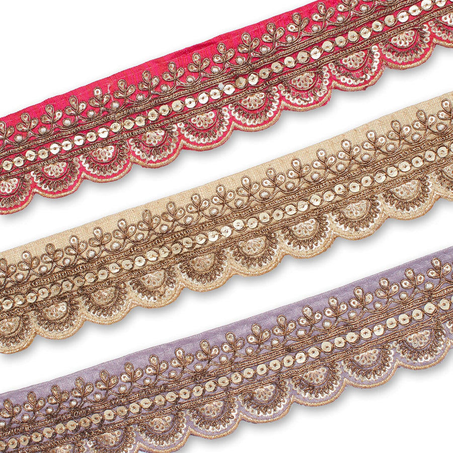 Regal Gold Metallic Sequined Cording On Woven Trim