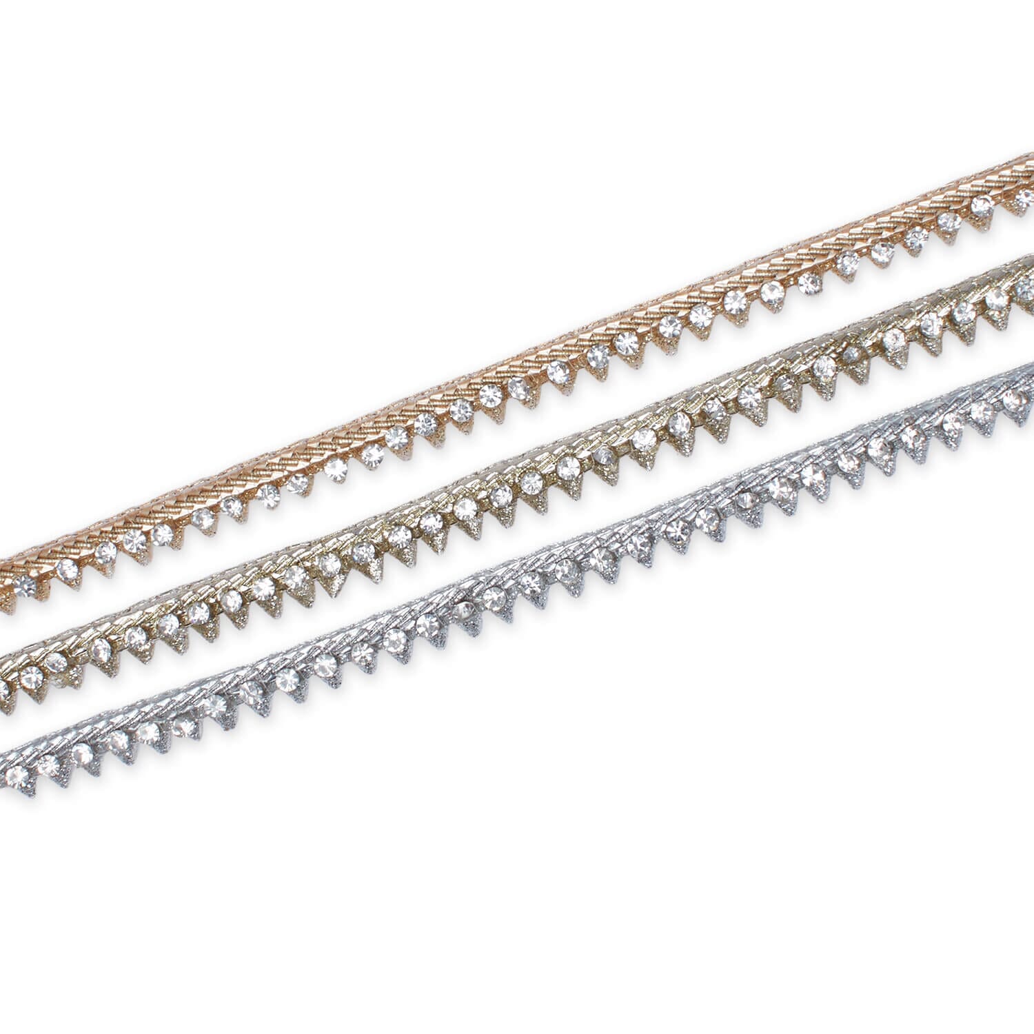 1 Centimeter Triangular Rhinestone Braided Trim