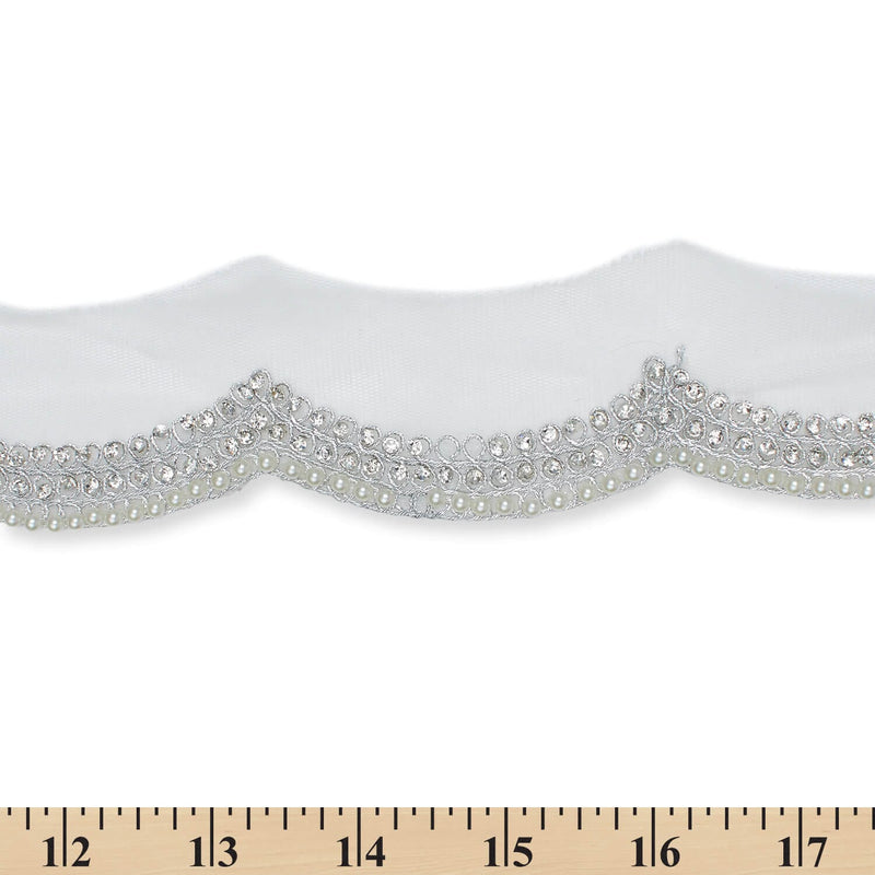 3 Inch Regal Rhinestone Bead Metallic Corded Trim
