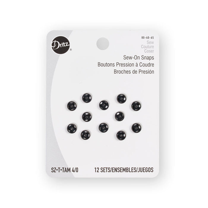 Dritz® Size 4/0 (6mm) Sew-On Snaps - 12 Pack