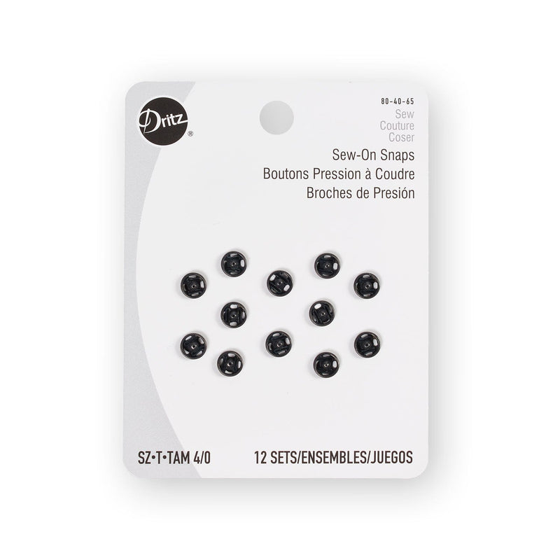 Dritz® Size 4/0 (6mm) Sew-On Snaps - 12 Pack