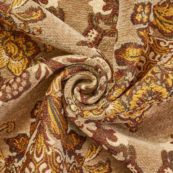 Victorian Damask Metallic Chenille Jacquard Fabric