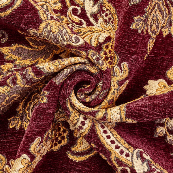 Victorian Damask Metallic Chenille Jacquard Fabric
