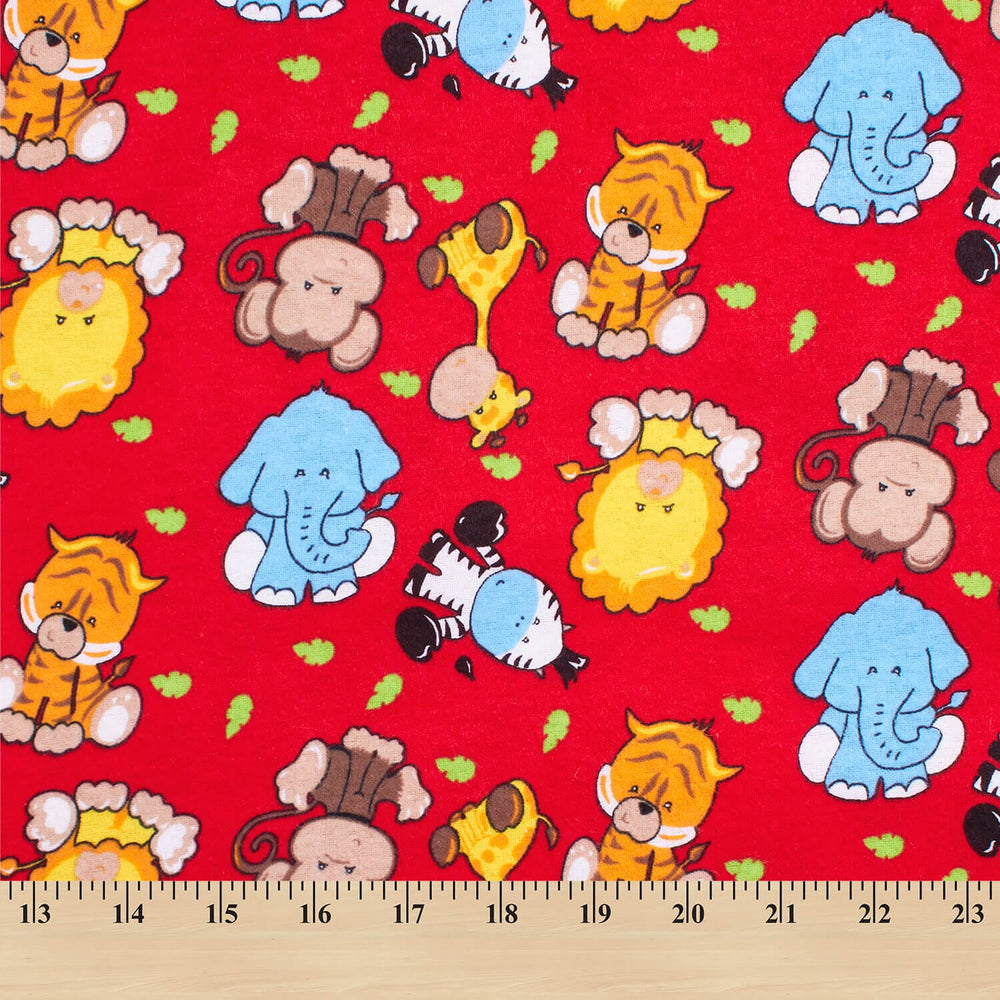 Zoo Animals Printed Cotton Flannel Fabric