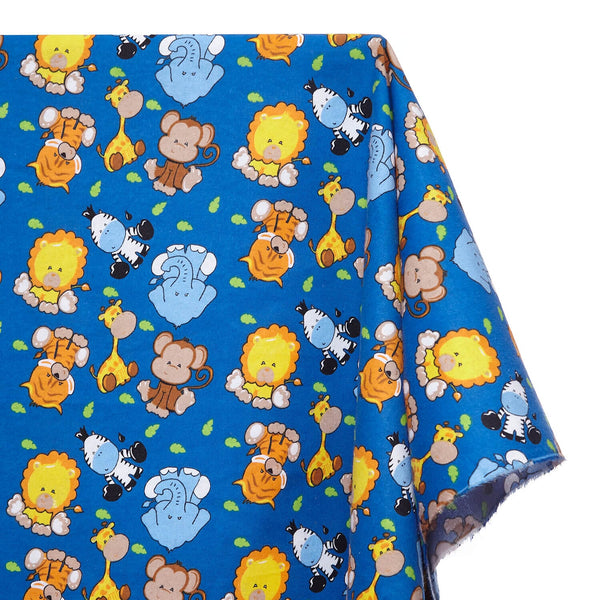 Zoo Animals Printed Cotton Flannel Fabric