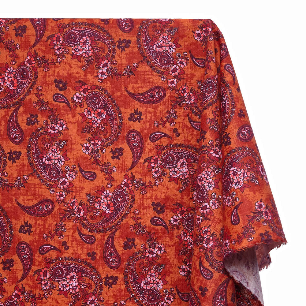 Paisley Printed Cotton Flannel Fabric By The Yard