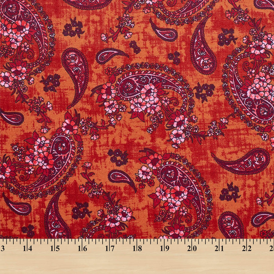 Paisley Printed Cotton Flannel Fabric By The Yard